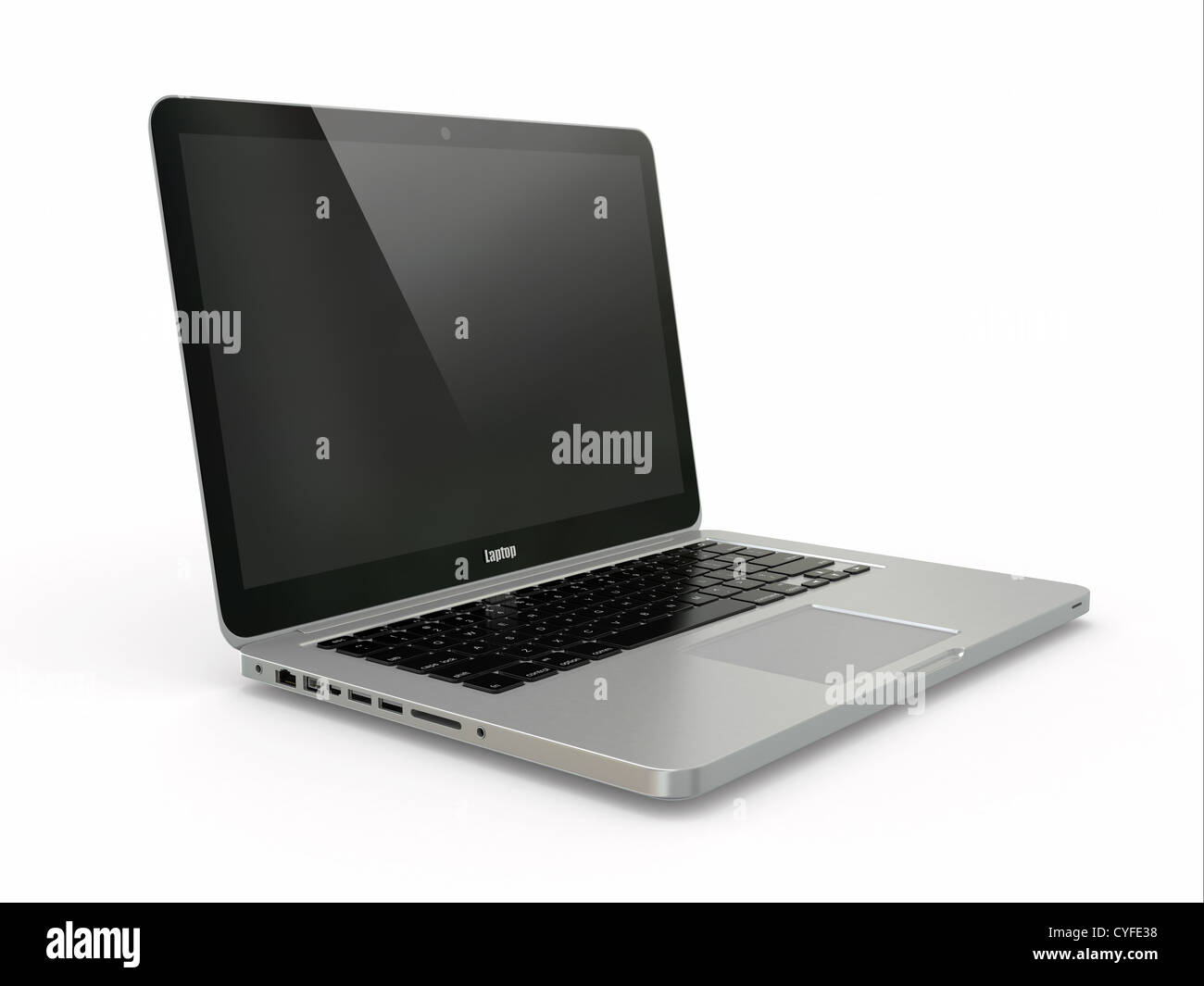 Aluminium laptop on white background. Three-dimensional image Stock ...