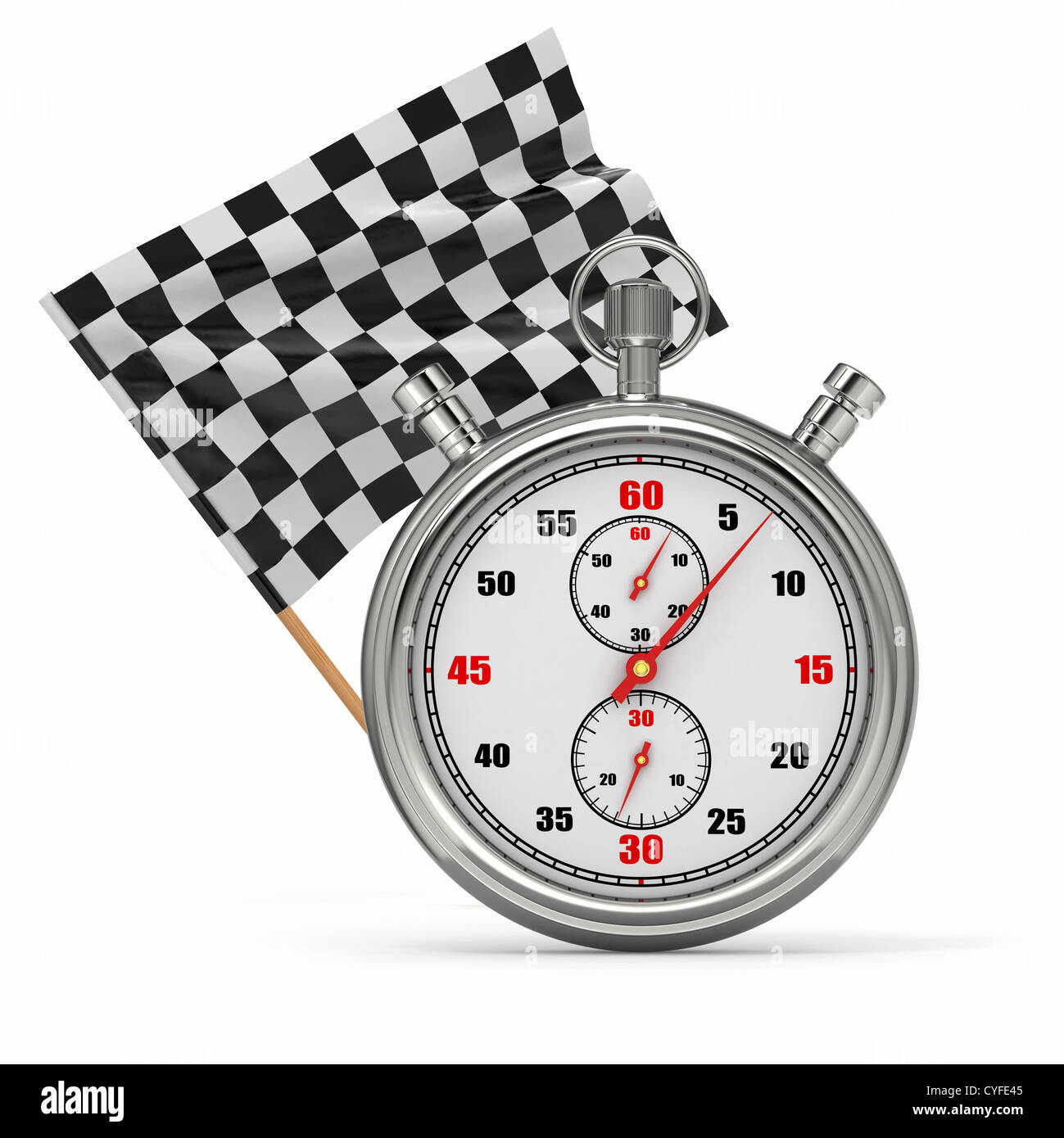 Stopwatch with checkered flag. Start or finish. 3d Stock Photo - Alamy