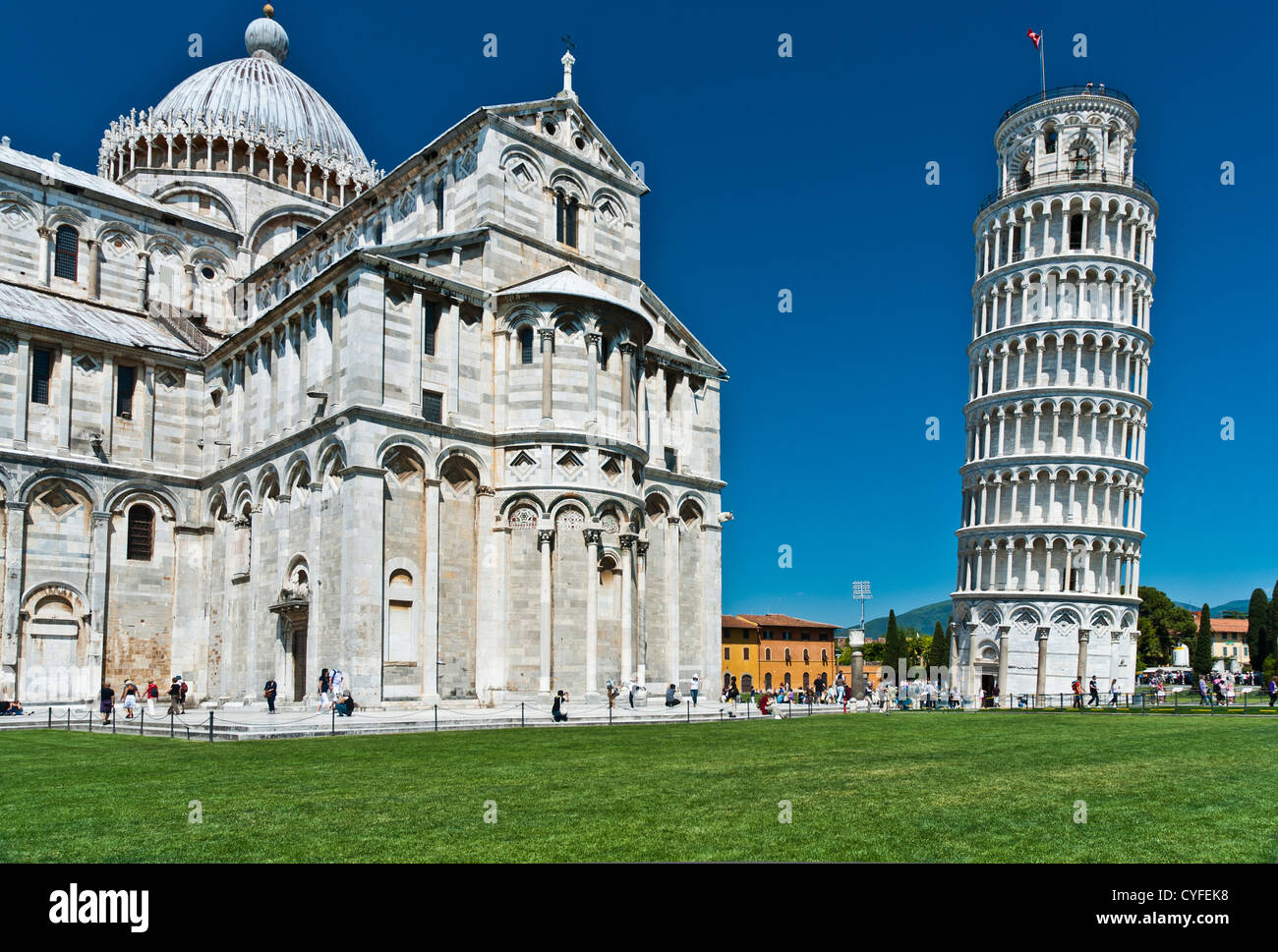 Pisa - famous tower and cathedral. Romanesque style Stock Photo - Alamy