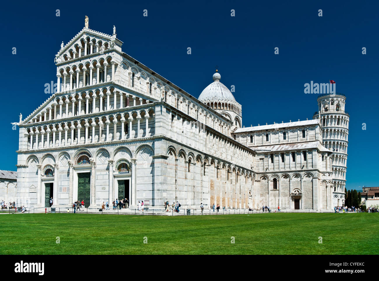Pisa - famous tower and cathedral. Romanesque style Stock Photo - Alamy