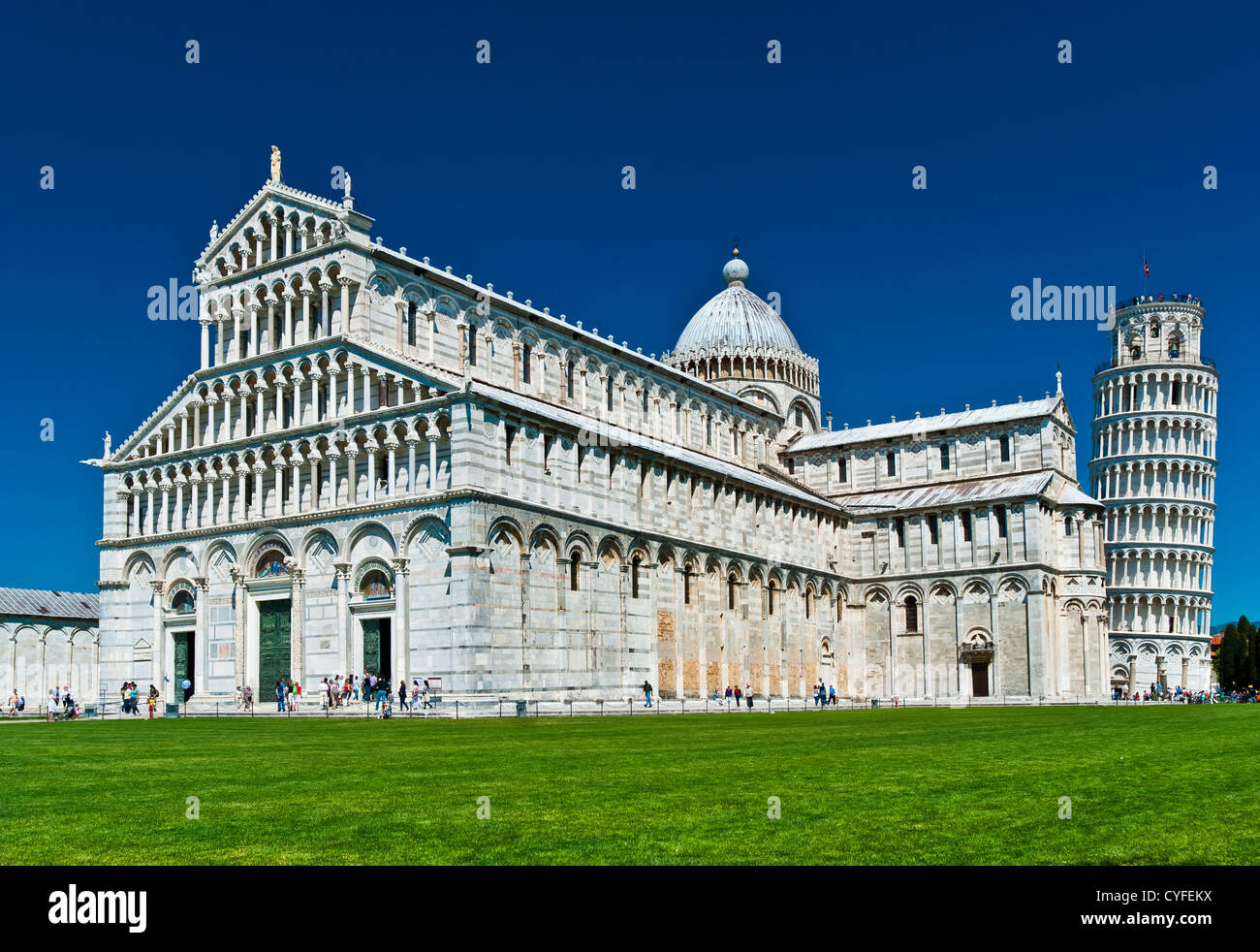Pisa - famous tower and cathedral. Romanesque style Stock Photo - Alamy