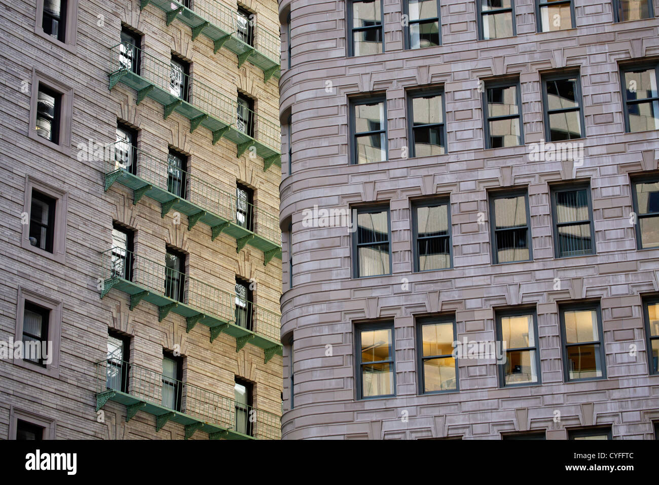 Windows on old office buildings, Boston, Massachusetts, America Stock ...