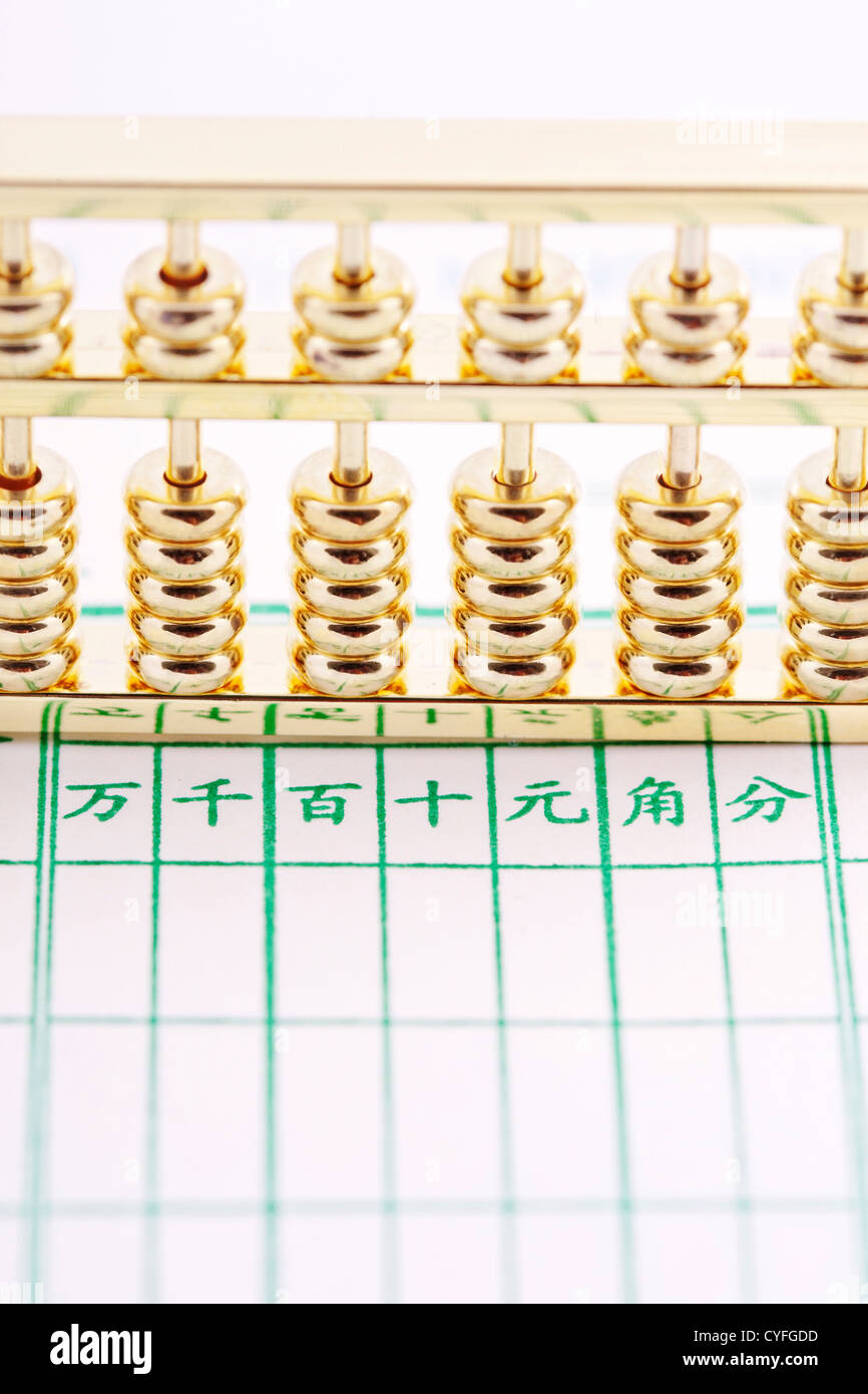 Gold abacus, close-up Stock Photo - Alamy