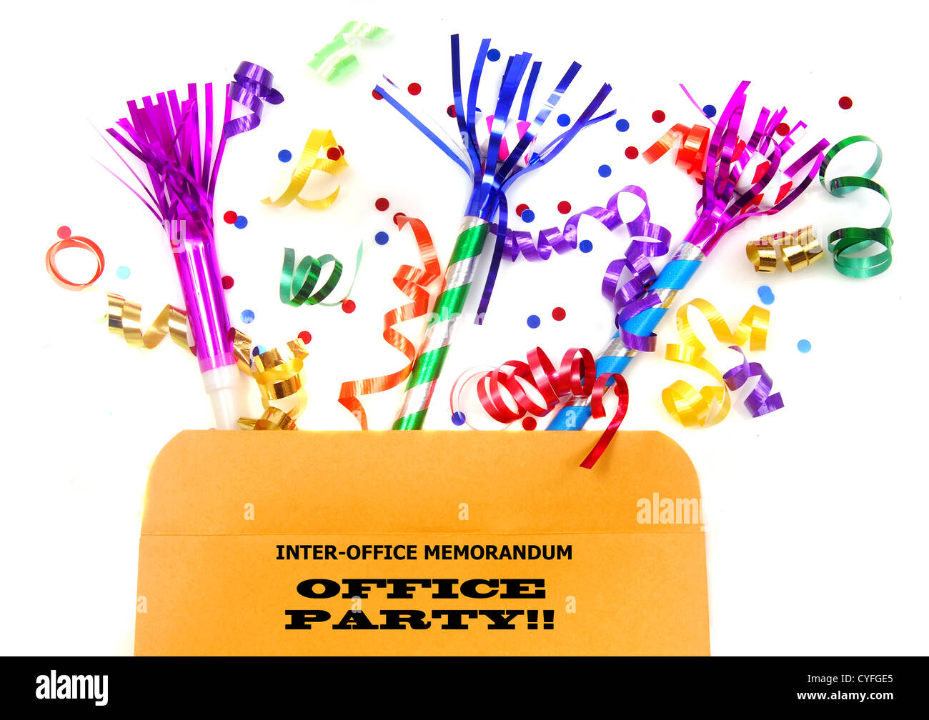 Inter-office memo file with party favors for an office party Stock ...