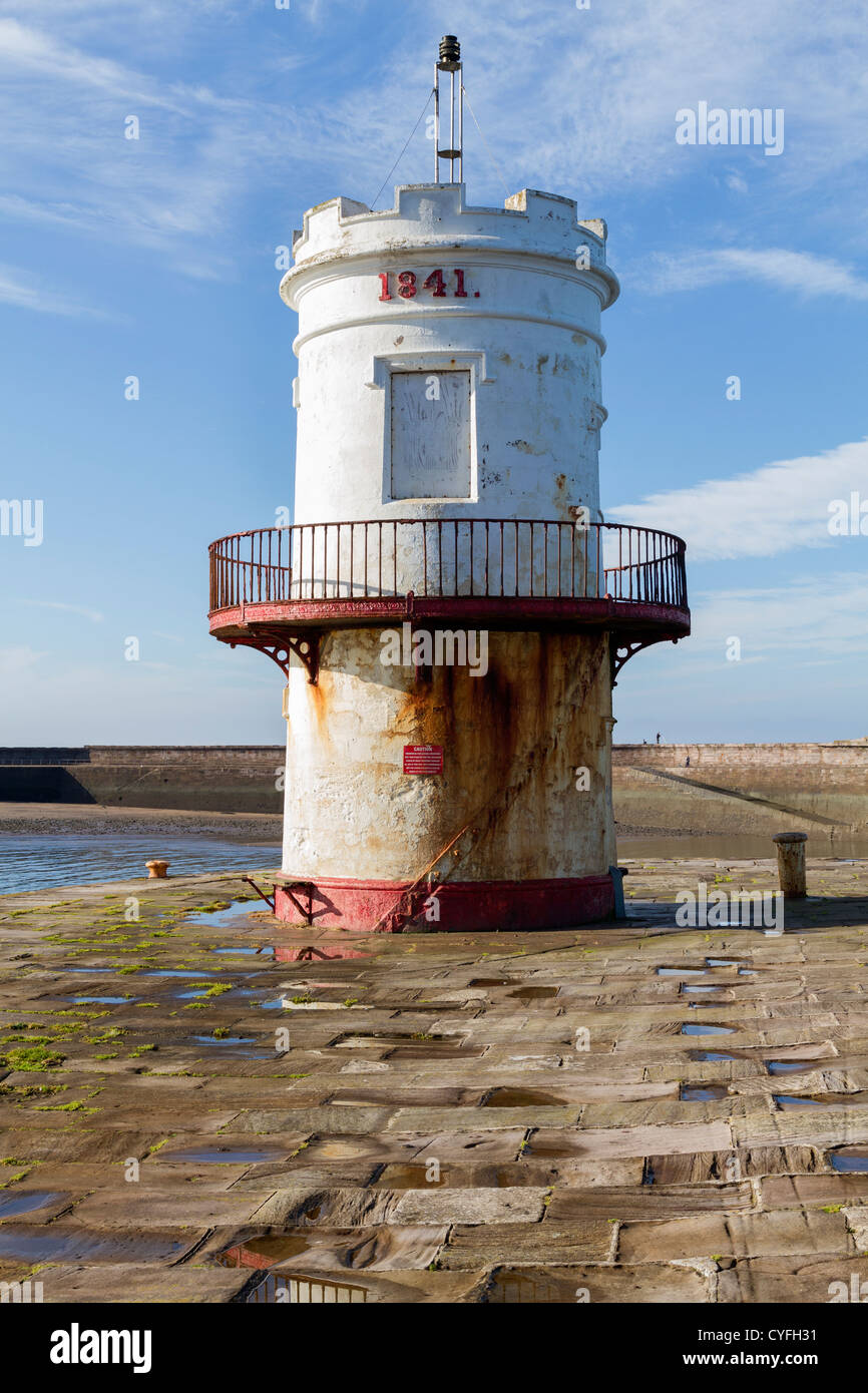 The old lighthouse dating from 1841 at the harbour entrance Whitehaven ...