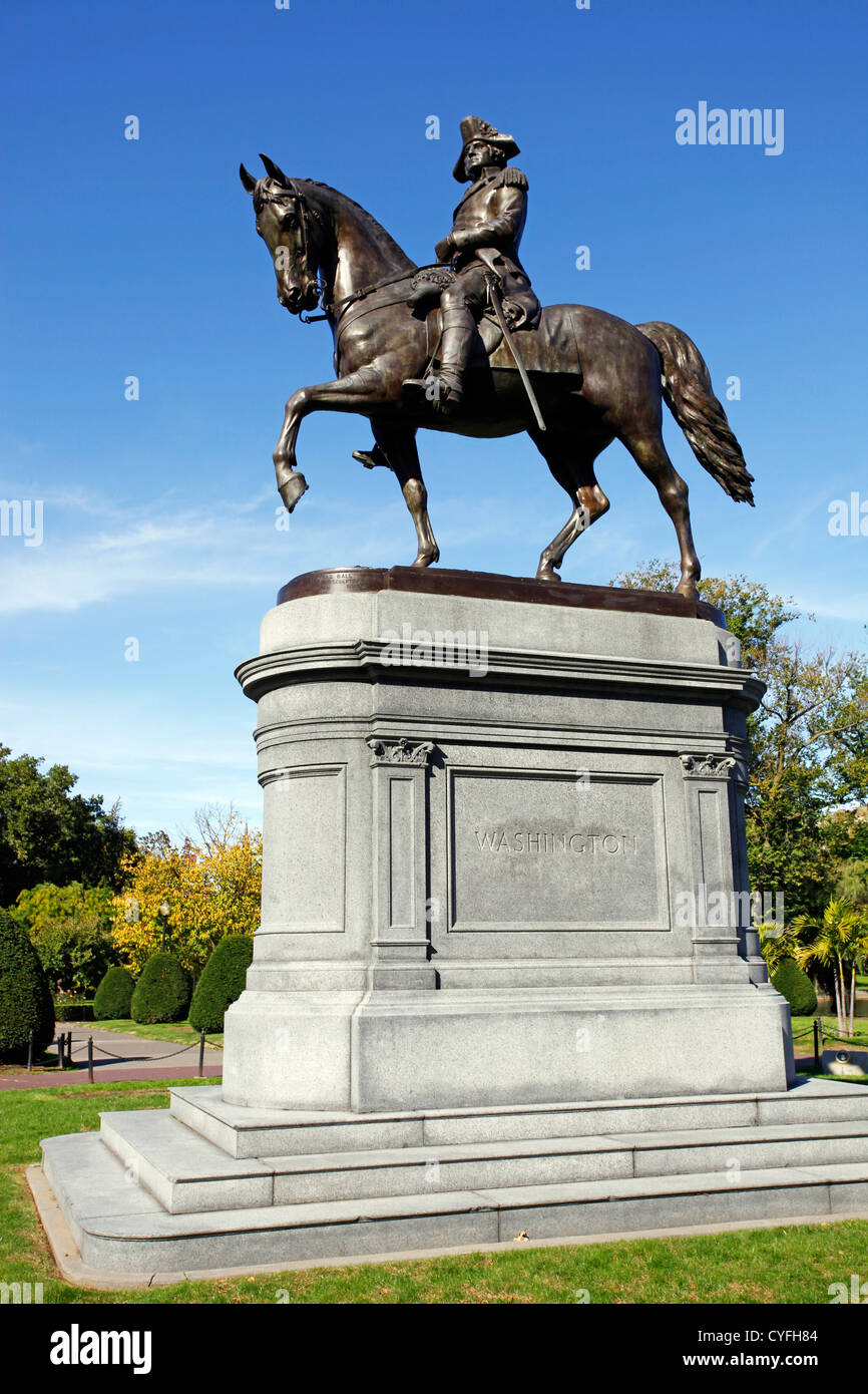 Statue of George Washington in Boston Public Garden park, Boston ...