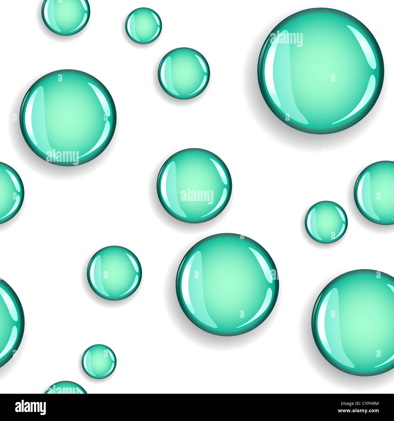 Fun seamless pattern made of glossy circles or blue green bubbles with ...