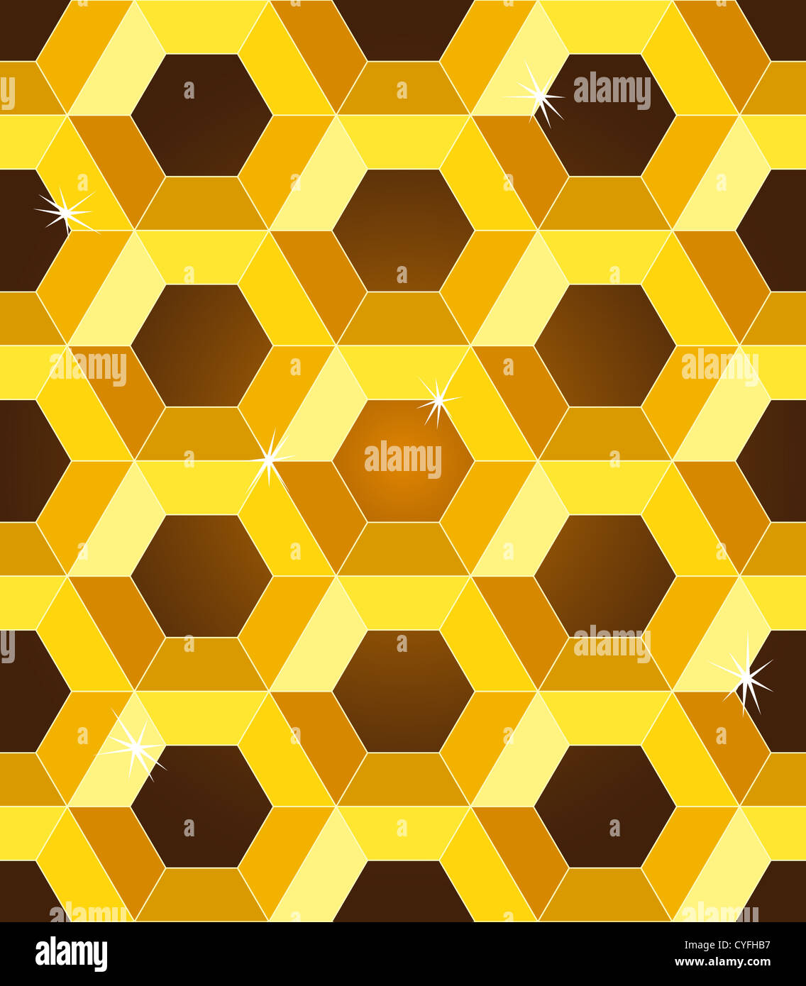 Seamless pattern of luxurious golden yellow honeycombs with sparkles ...