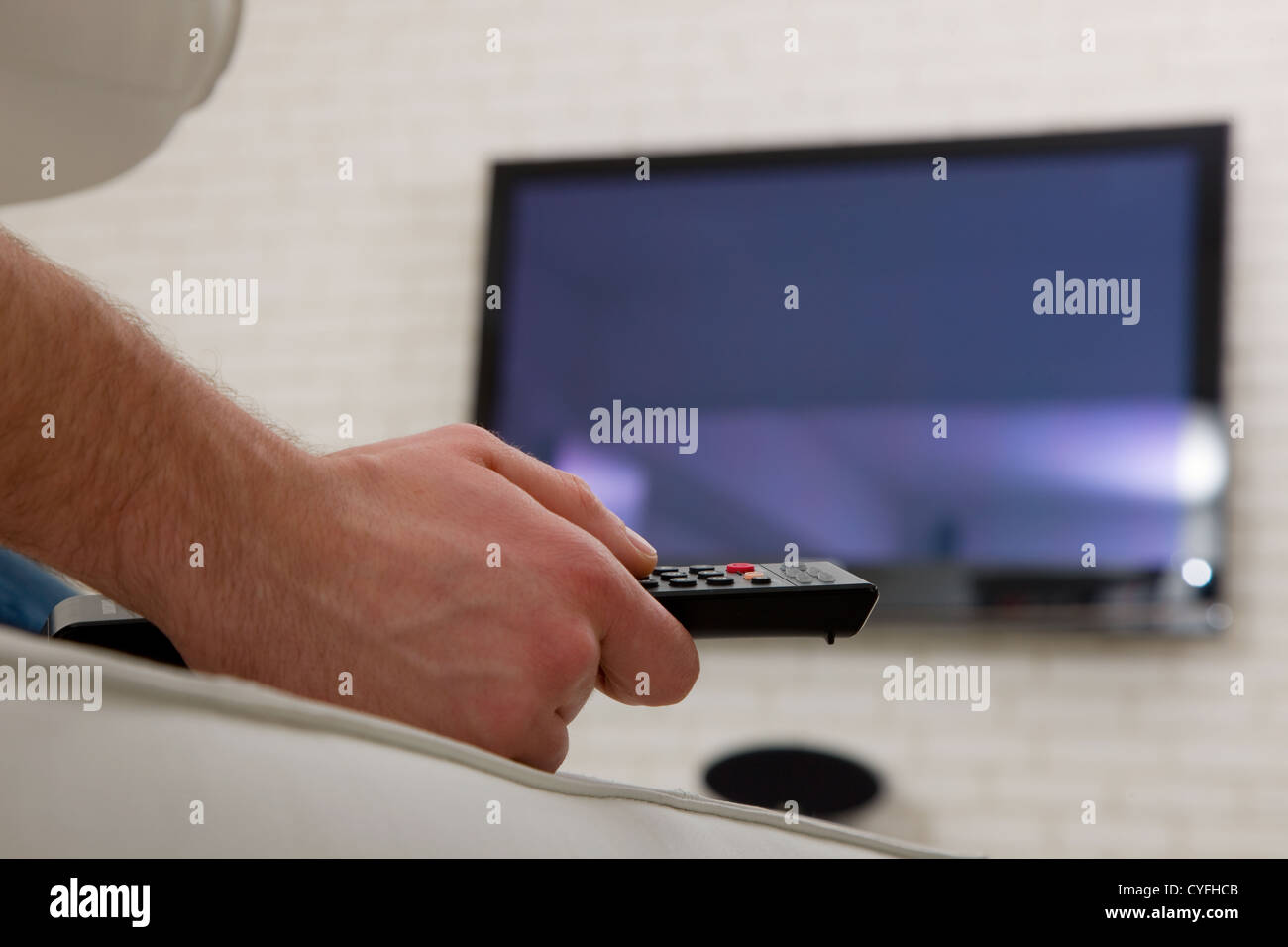 man watching tv Stock Photo - Alamy