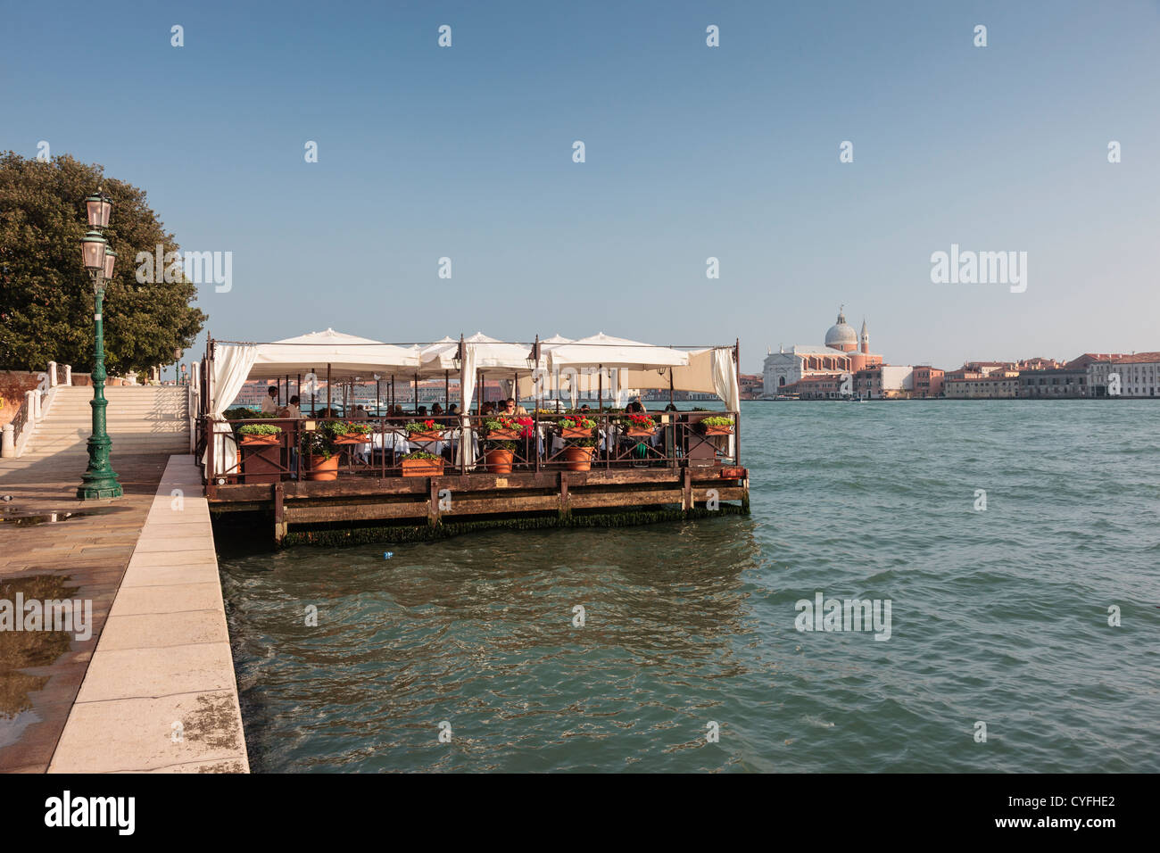 Floating restaurant in Accademia district of Venice Stock Photo - Alamy