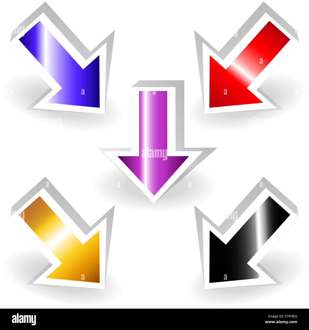 Colorful metallic pointing arrows, 3d with shadows, perfect for ...