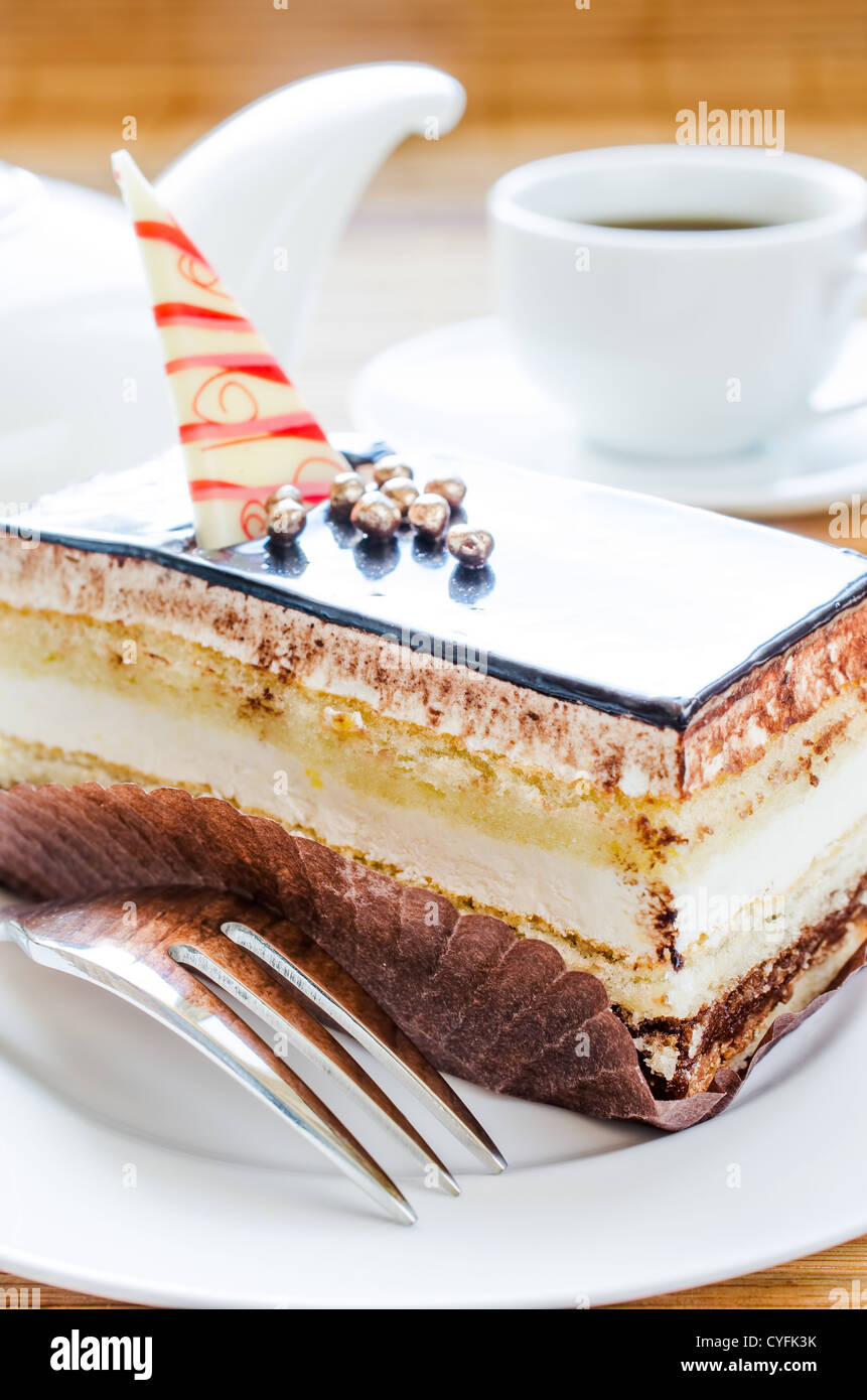 Fancy cake with coffee Stock Photo - Alamy