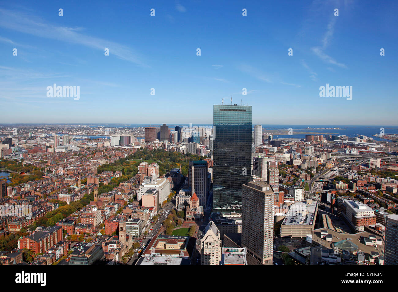 Aerial general view of the Boston skyline, Boston, Massachusetts ...