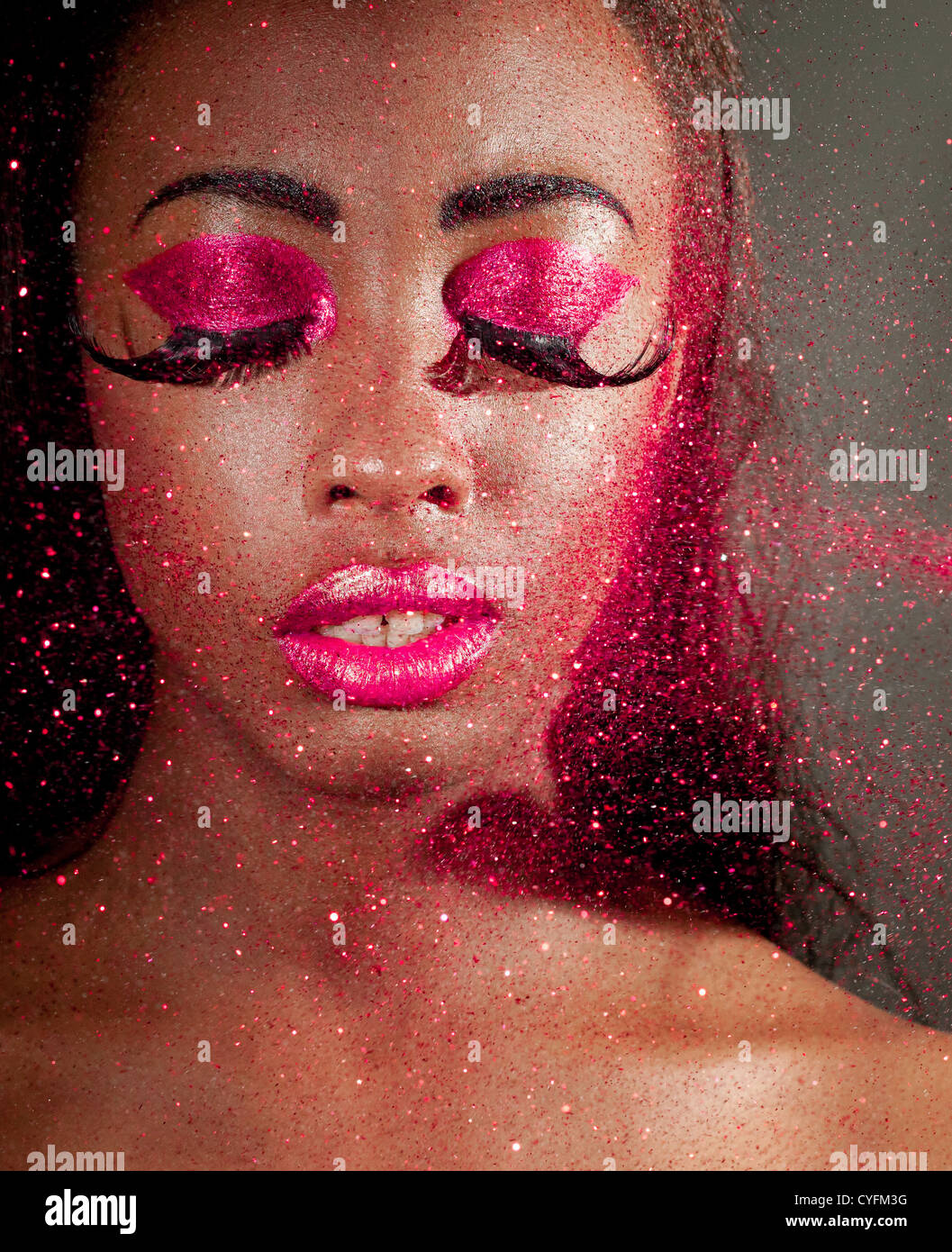 pink creative make-up and glitter Stock Photo - Alamy
