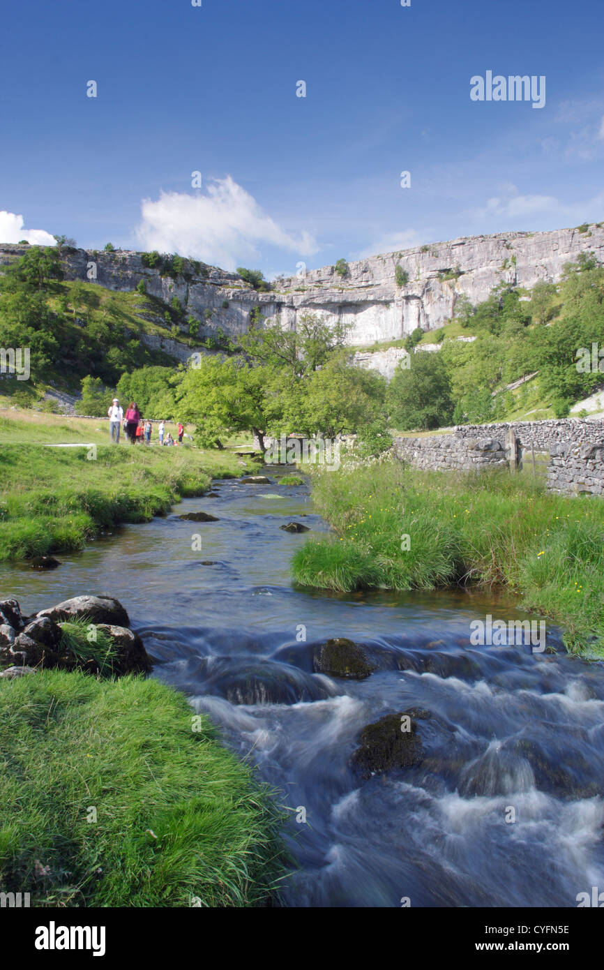 Malham Cove and stream, Malhamdale, Yorkshire Dales, England, August ...