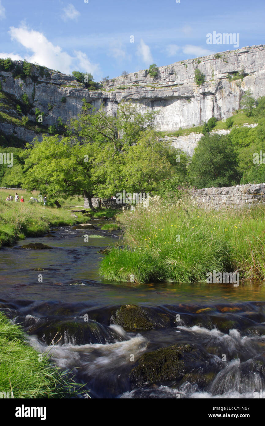 Malham Cove and stream, Malhamdale, Yorkshire Dales, England, August ...