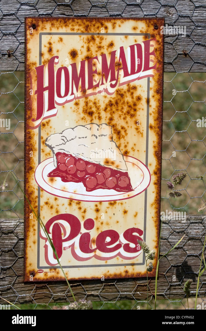 A rusted and weather worn sign for homemade pies at the Housel Bay ...