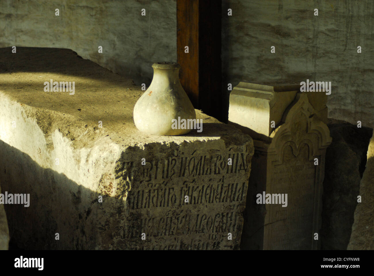 Ancient tombstones from archeological dig Stock Photo - Alamy