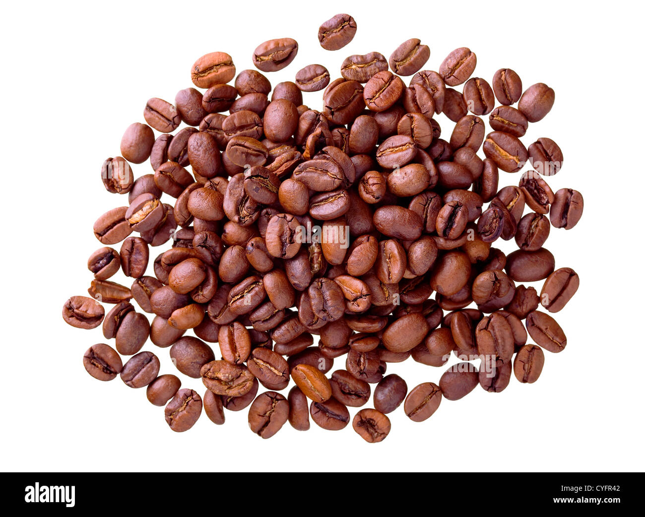 Close up of coffee beans isolated on white(studio shot - not manually ...