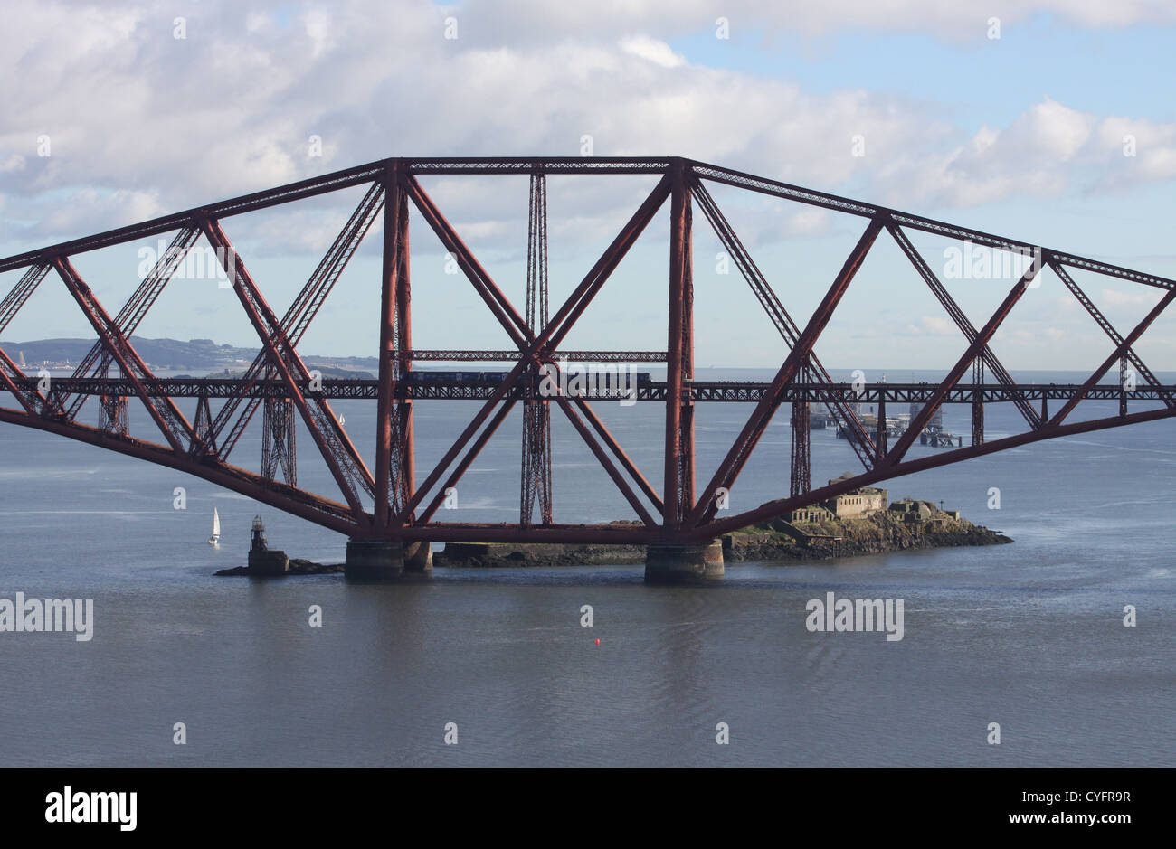 Train crossing Forth Rail Bridge Scotland November 2012 Stock Photo - Alamy