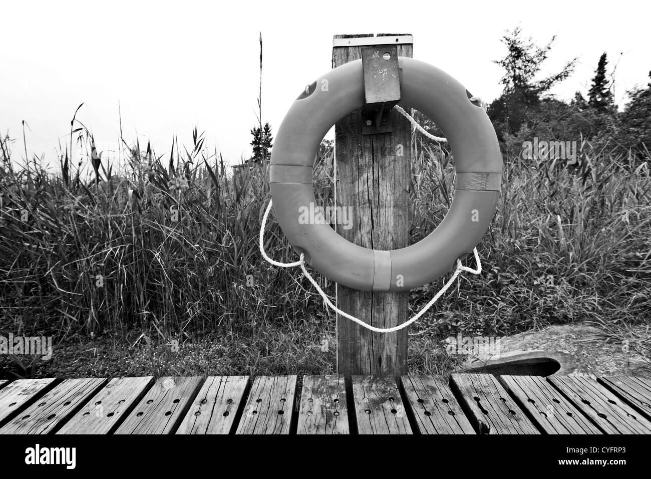 Rescue ring sea Black and White Stock Photos & Images - Alamy