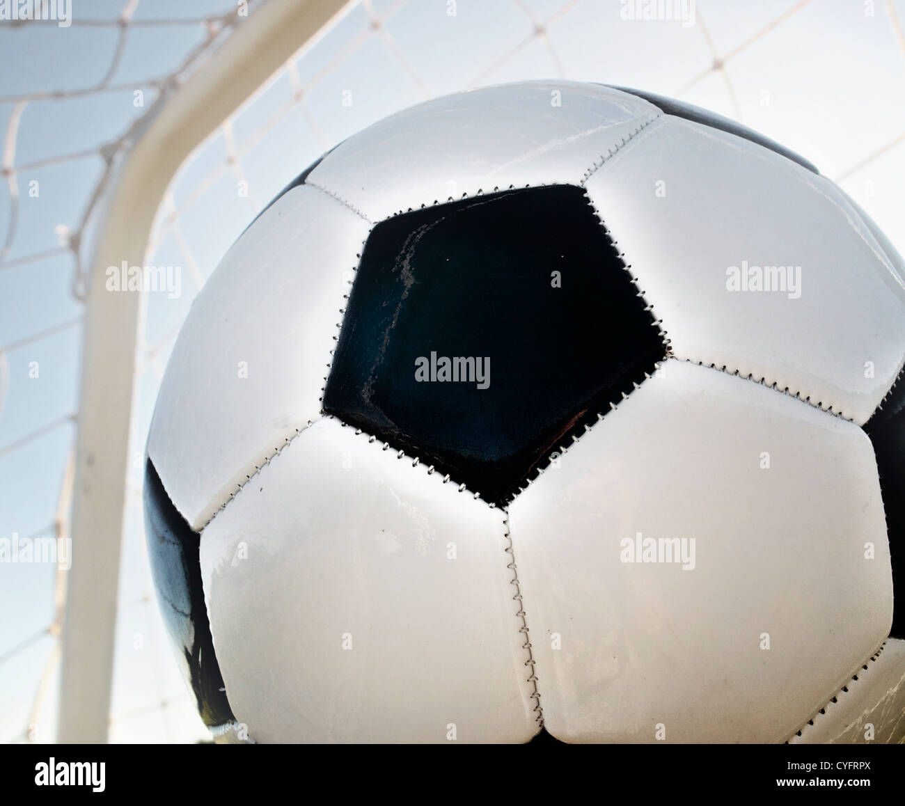 Football soccer ball hitting scoring a goal. Winning Stock Photo - Alamy