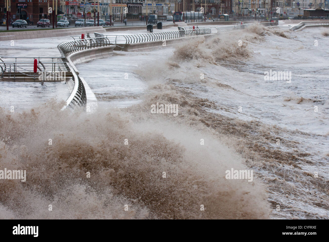 Stormy day on Blackpool's new seafront Stock Photo - Alamy