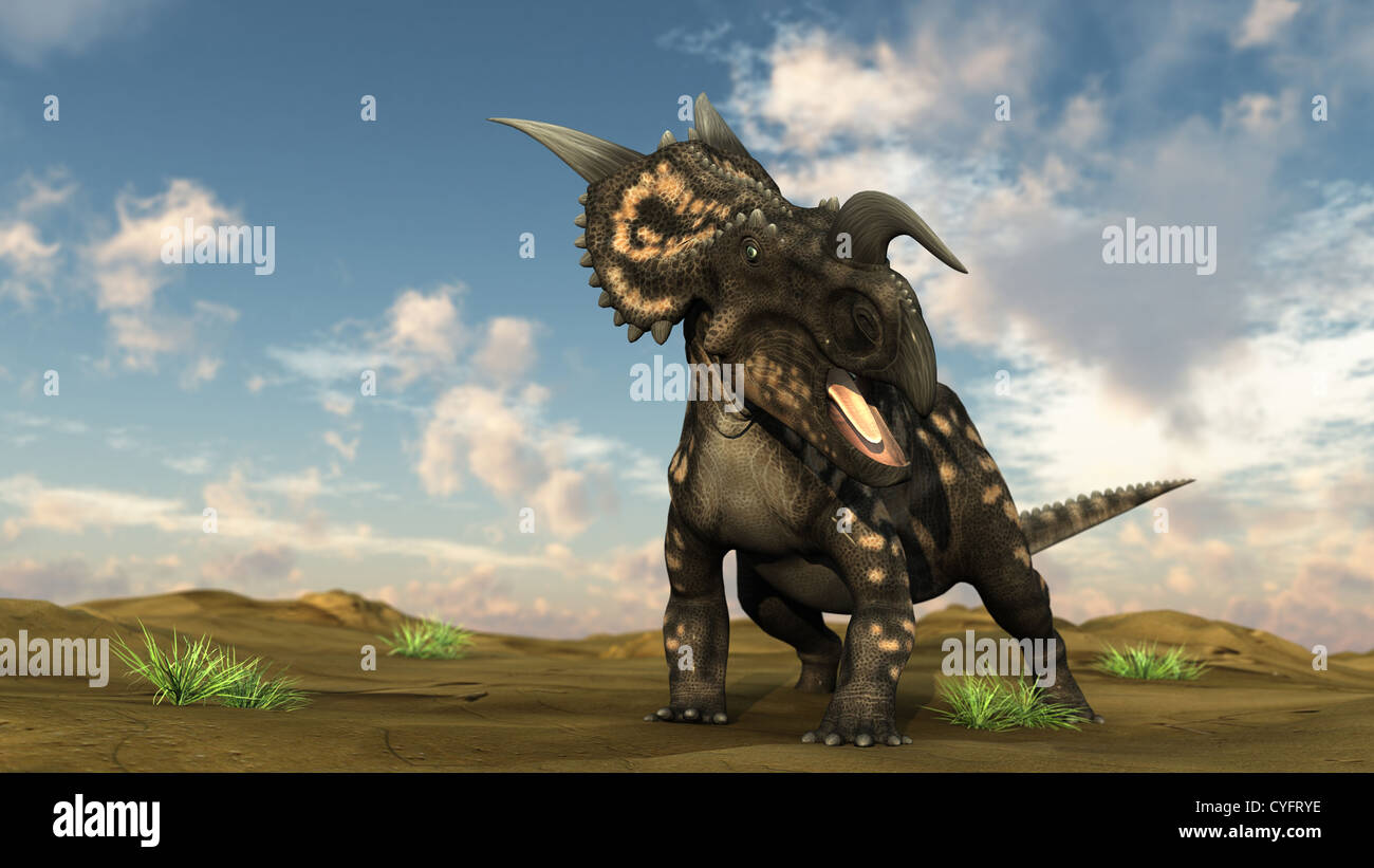 Three horned dinosaur hi-res stock photography and images - Alamy