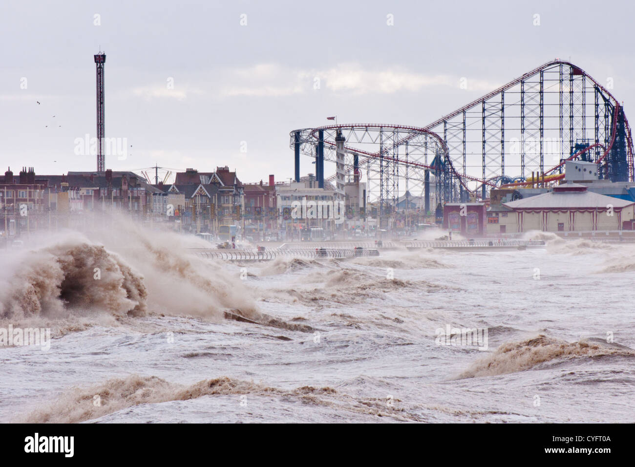 Stormy day on Blackpool's new seafront Stock Photo - Alamy