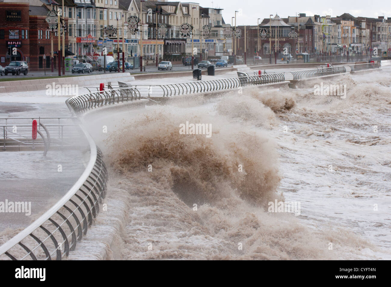 Stormy day on Blackpool's new seafront Stock Photo - Alamy