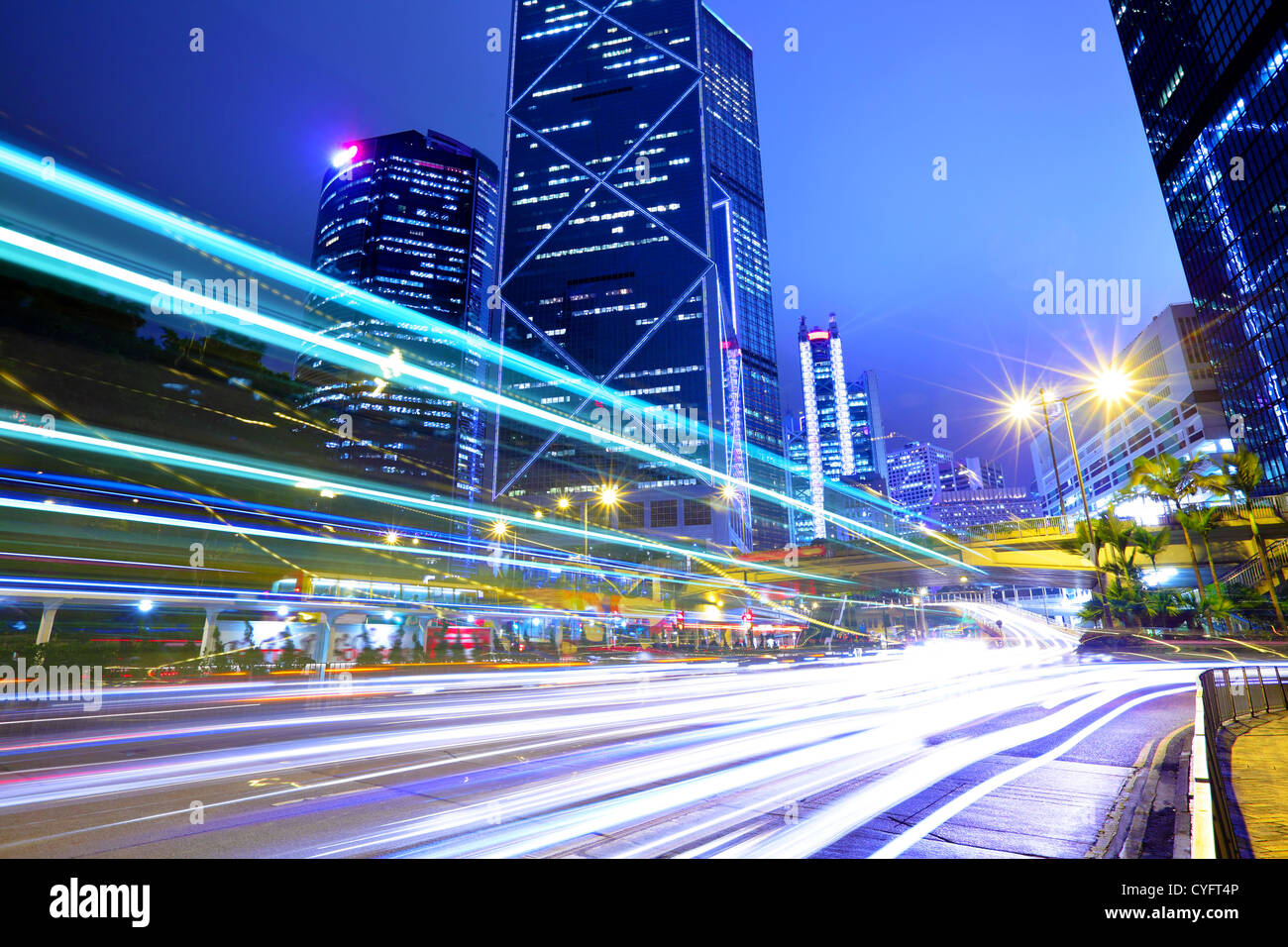 city in night with busy traffic Stock Photo - Alamy