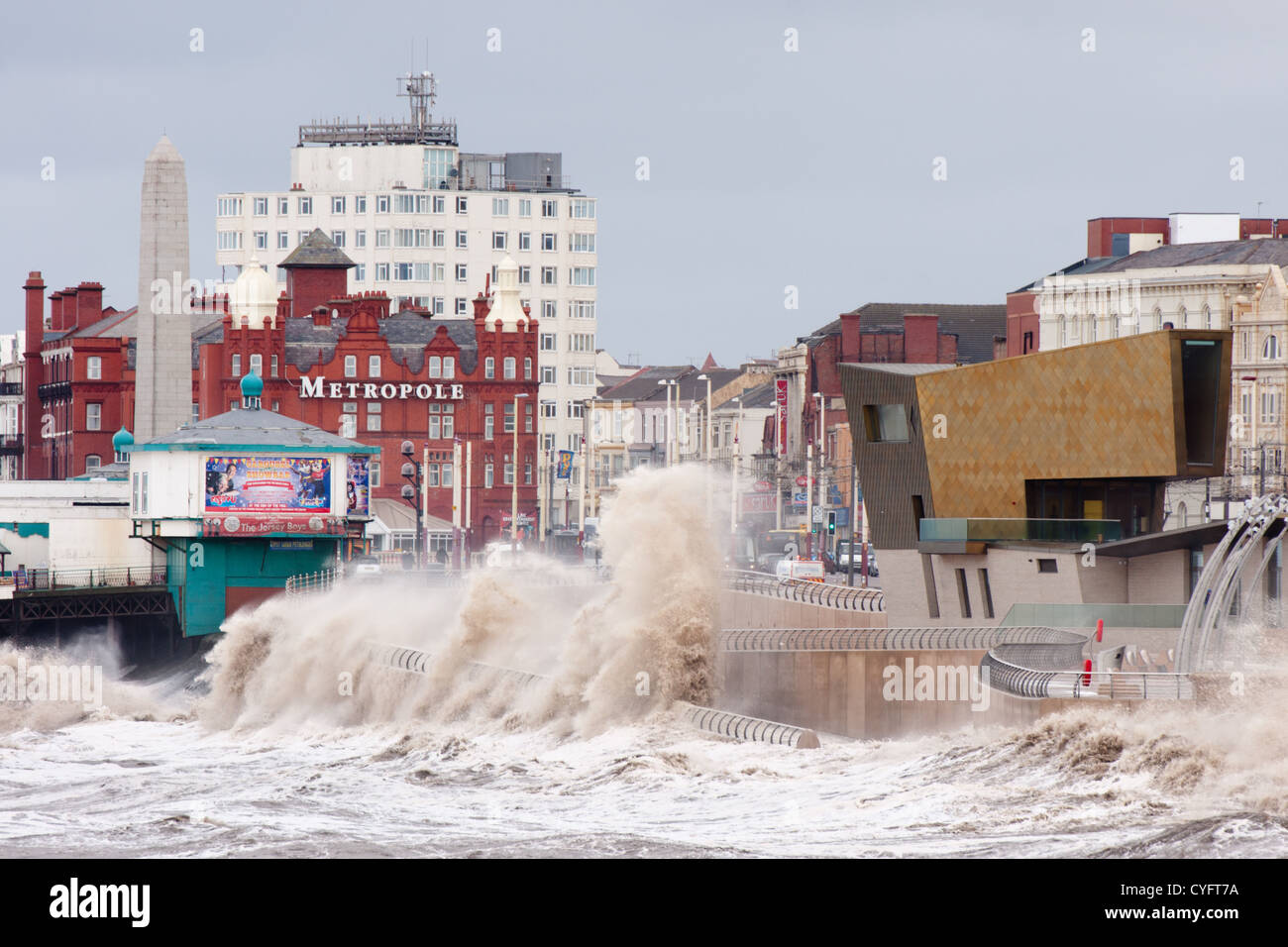 Stormy day on Blackpool's new seafront Stock Photo - Alamy