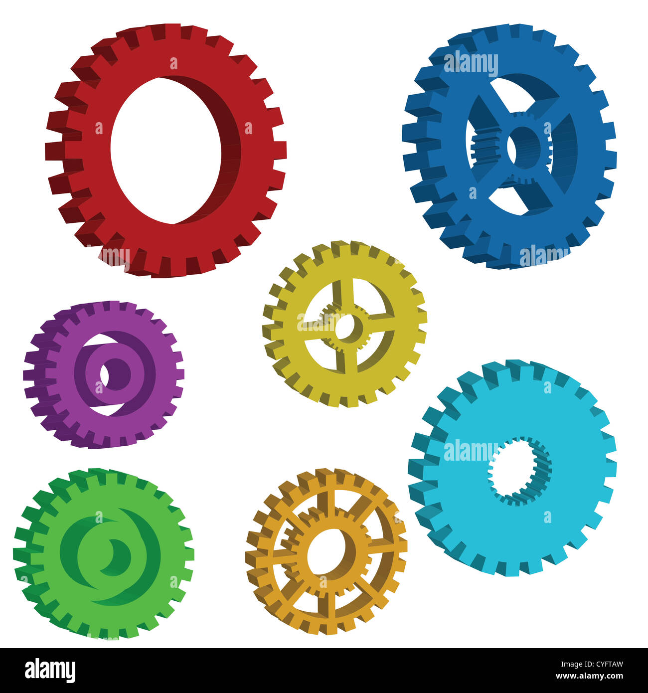 Set of gear wheels collection on white background Stock Photo - Alamy