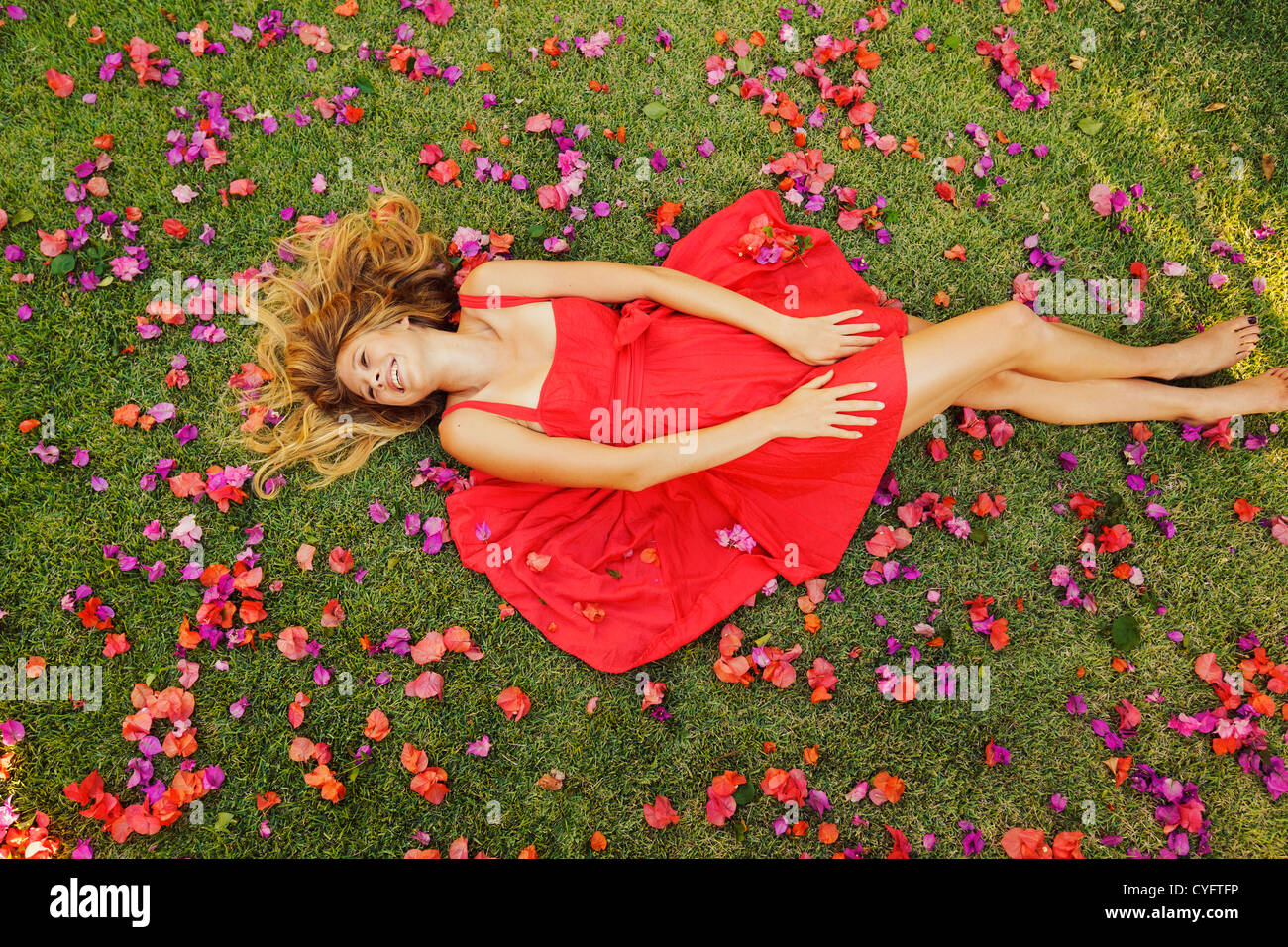 Woman Laying In Flowers