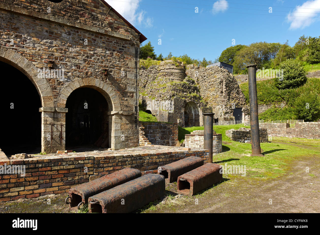 The Cast House and Blast furnaces in Blaenavon Ironworks Museum ...