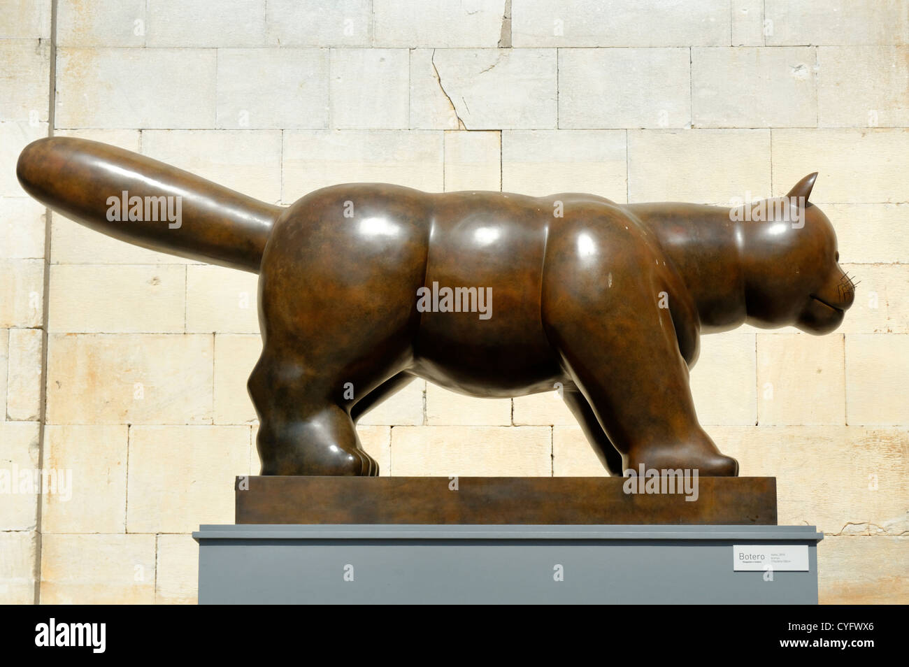 Sculptures by artist Fernando Botero on display in the central square ...