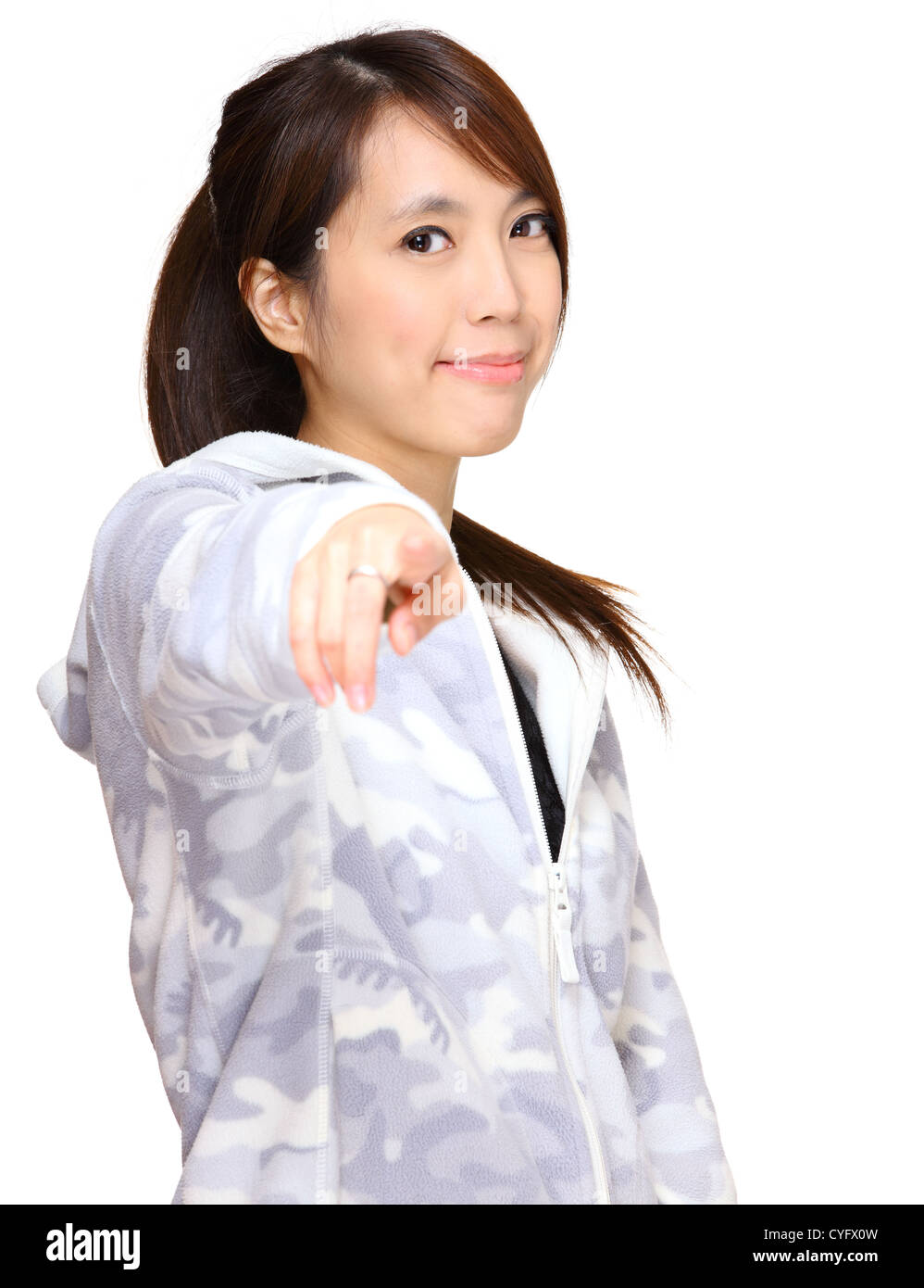 asian woman point to you Stock Photo - Alamy