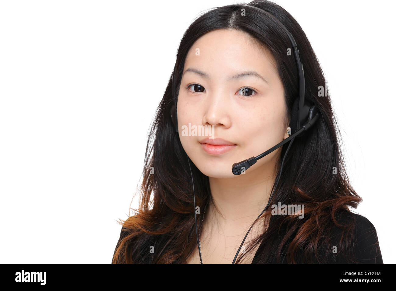 young woman with headset Stock Photo - Alamy