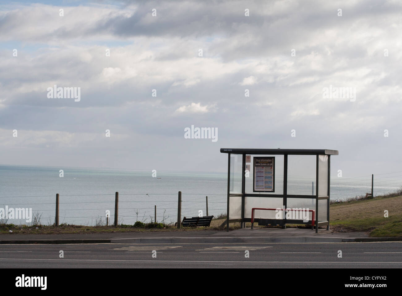 Bus stop on the seaside Stock Photo - Alamy