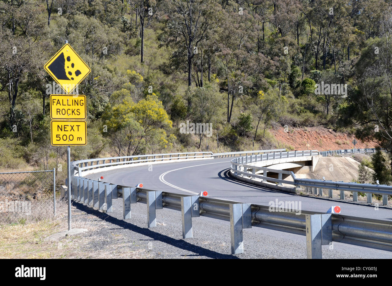 Falling rocks road sign road sign hi-res stock photography and images ...