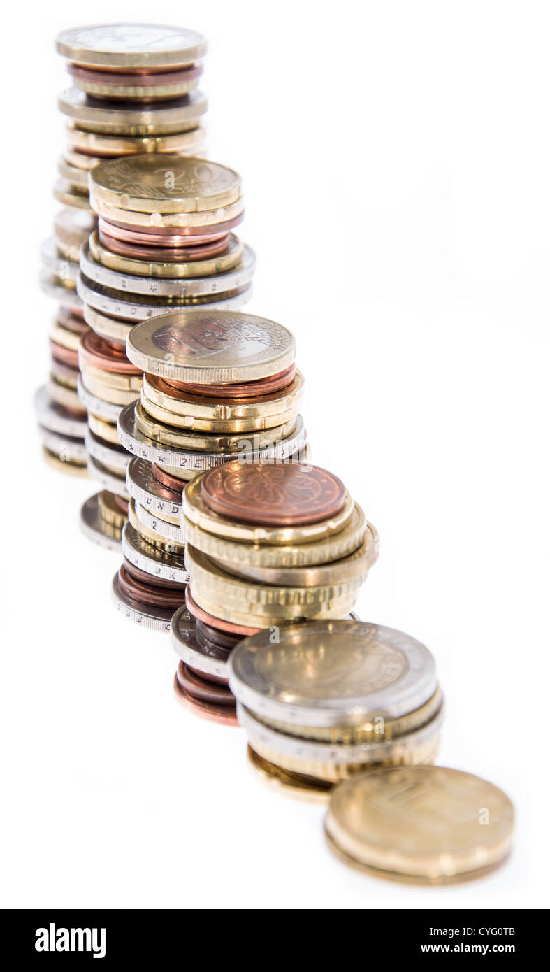 Stacked Money isolated on white background Stock Photo - Alamy