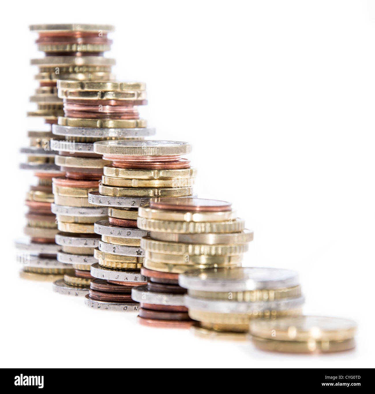 Stacked Money isolated on white background Stock Photo - Alamy
