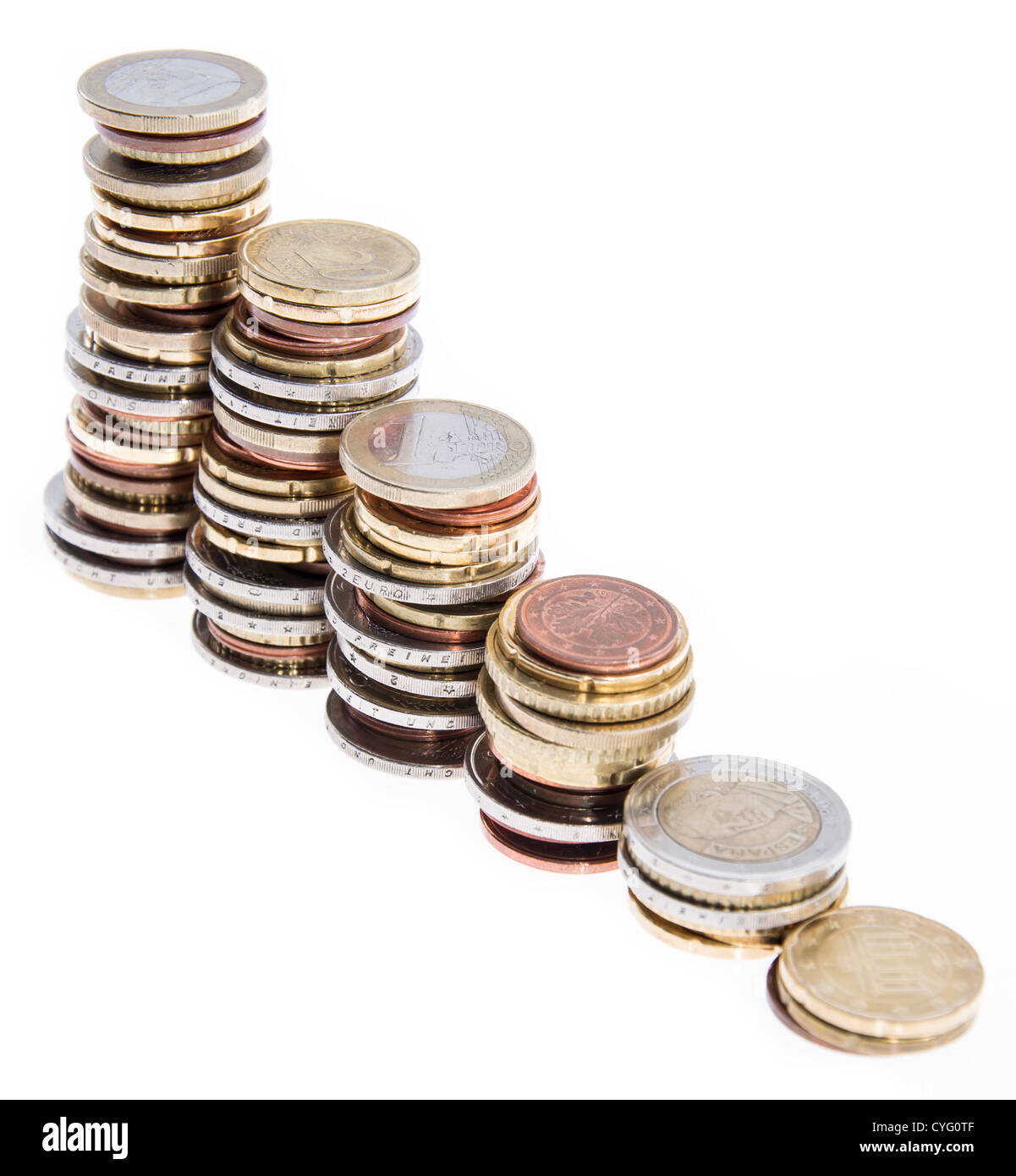 Stacked Money isolated on white background Stock Photo - Alamy