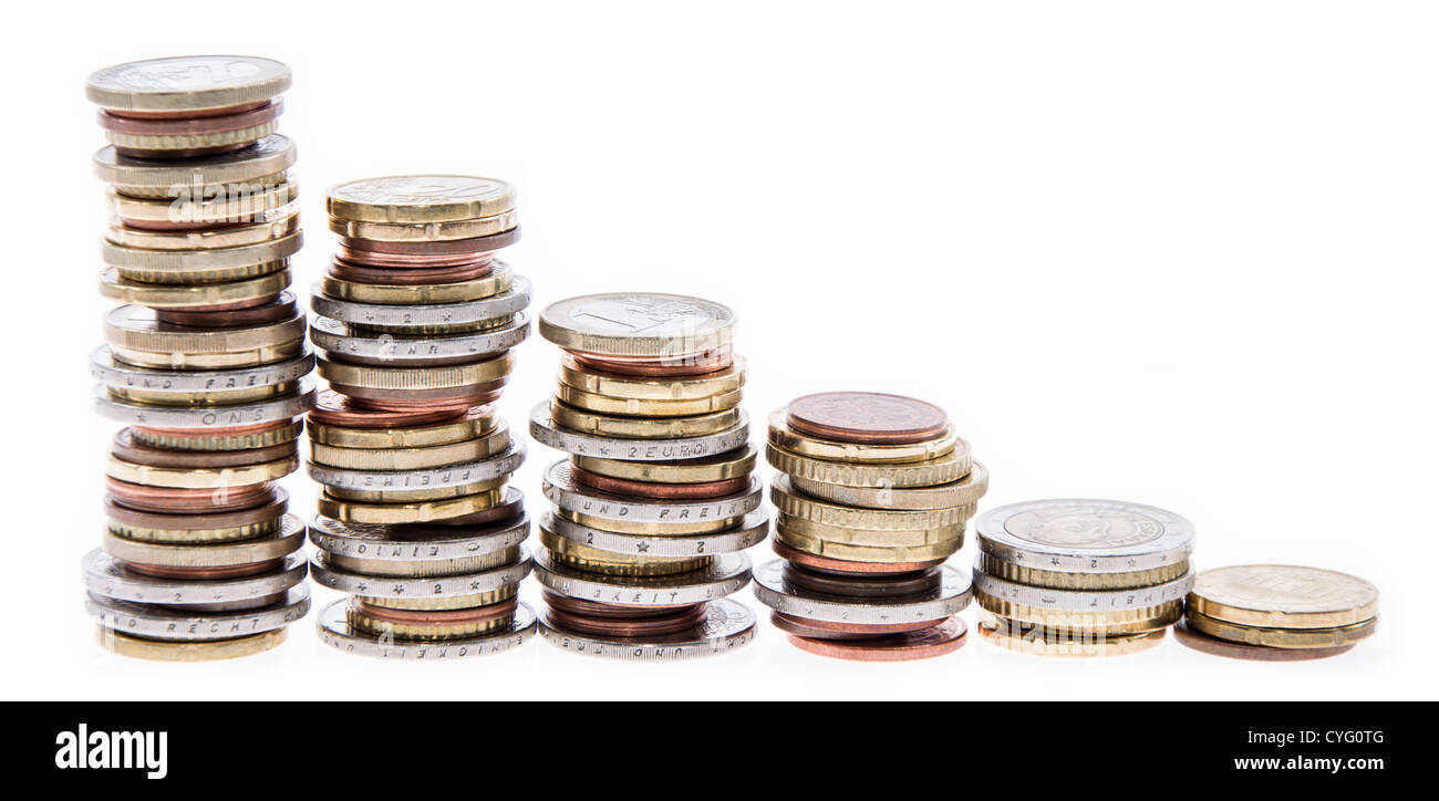 Stacked Money isolated on white background Stock Photo - Alamy