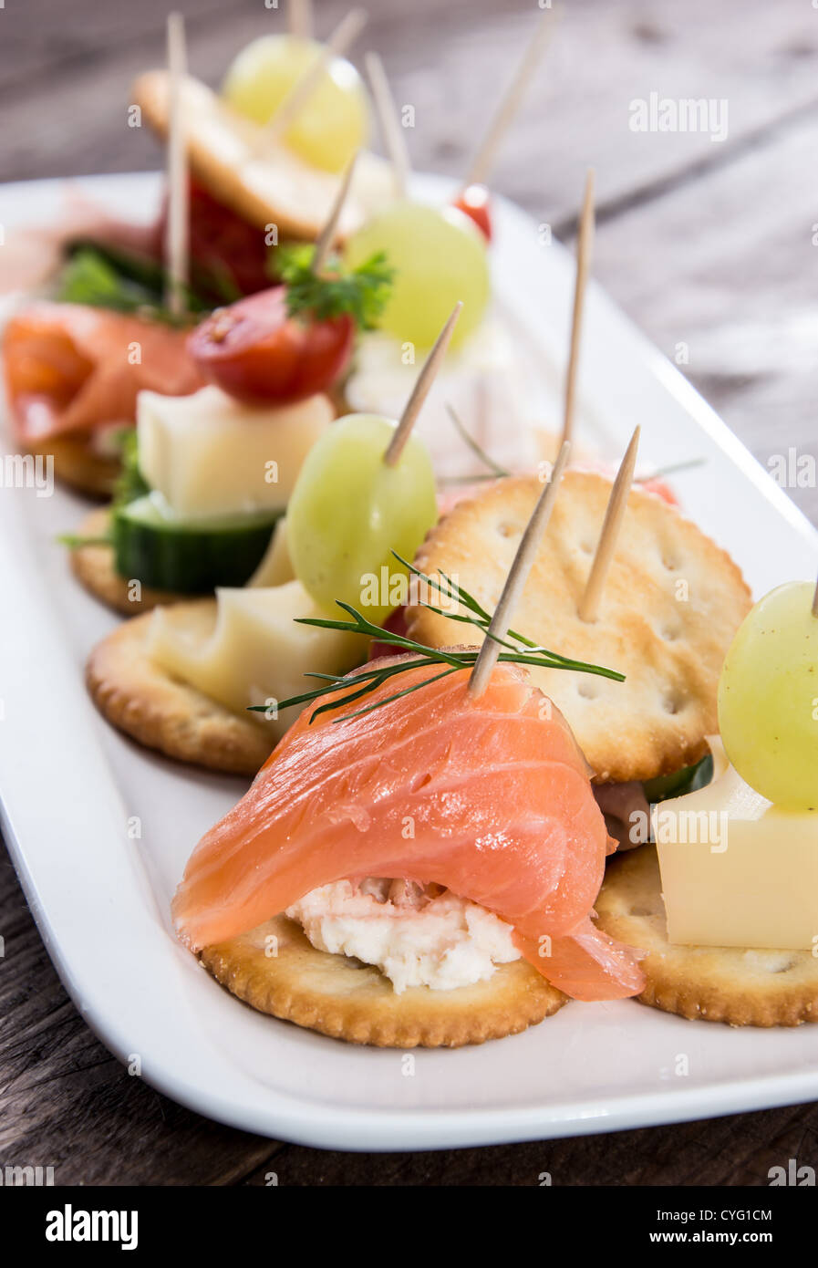Different type of Crackers on a plate Stock Photo - Alamy