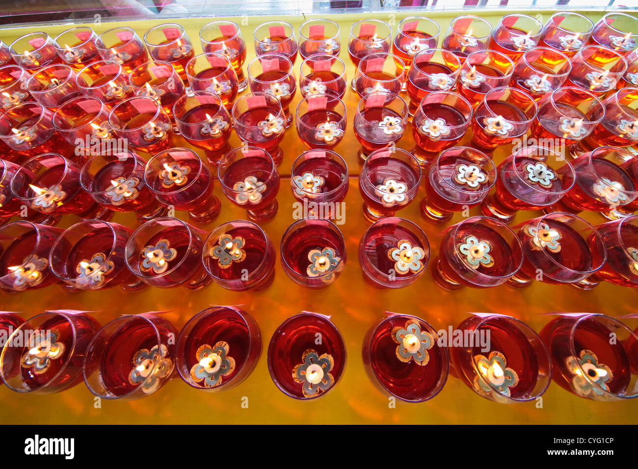 Rows of oil lantern for ancestor offering ceremony Stock Photo - Alamy