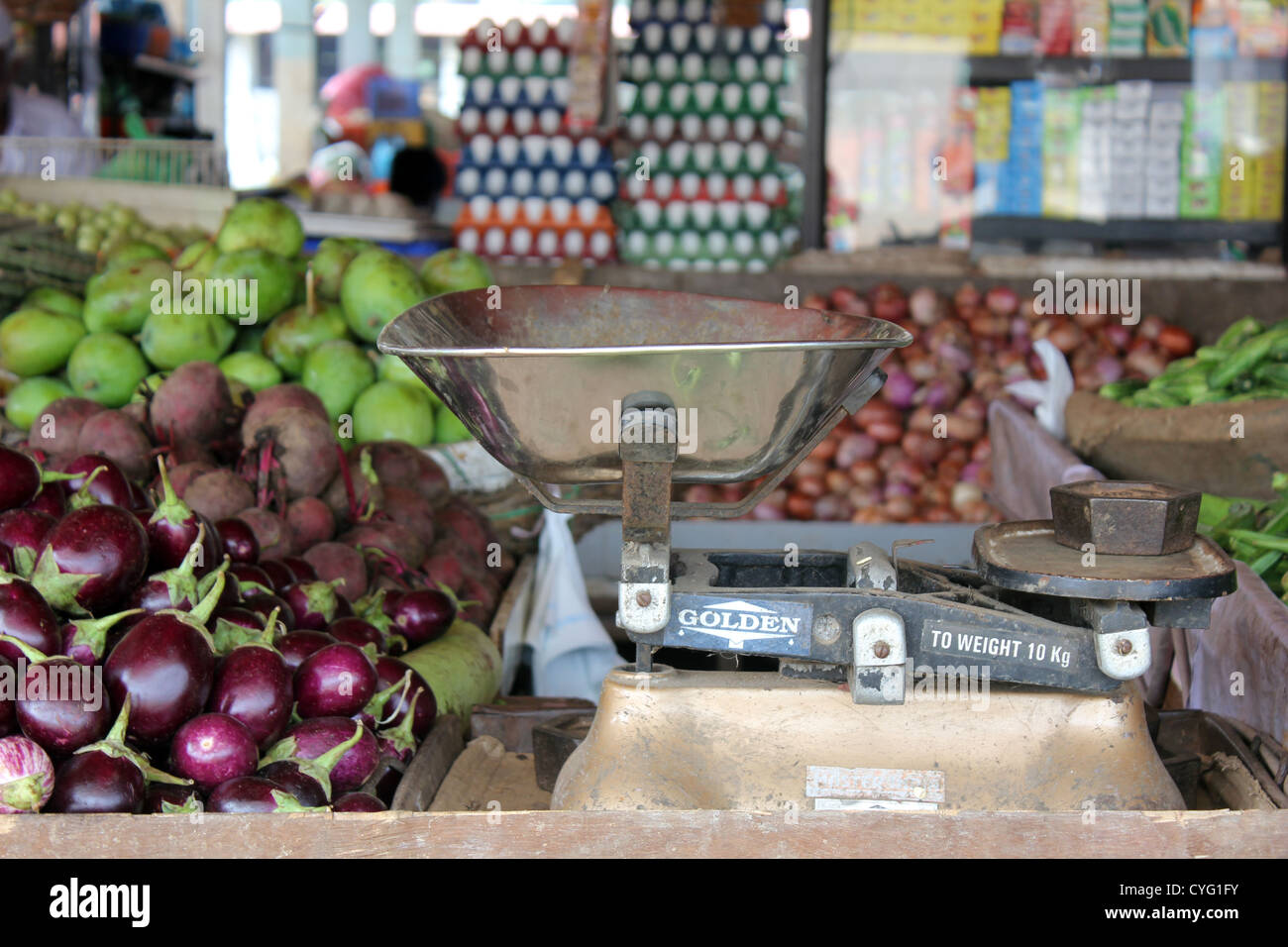 Vegetables being displayed in vegetable shop in India Stock Photo - Alamy