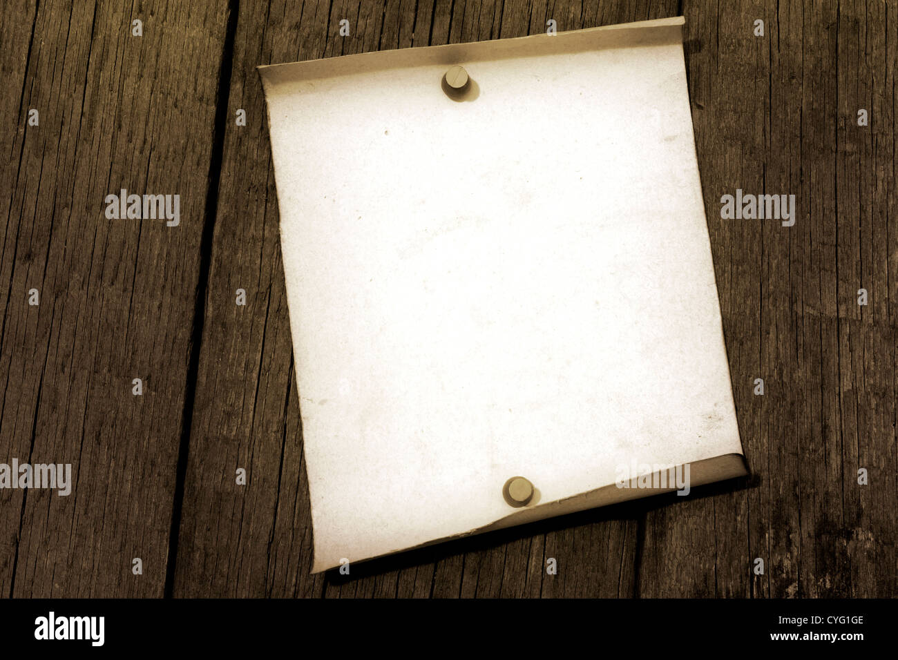 Blank vintage paper on old grunge wooden boards background Stock Photo ...