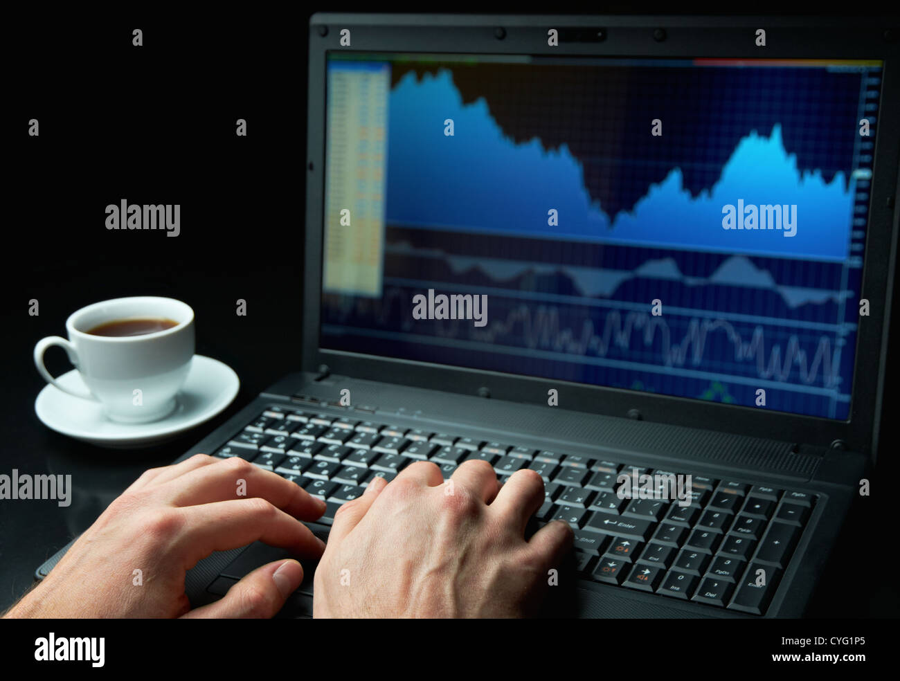 Working on stock market Stock Photo - Alamy