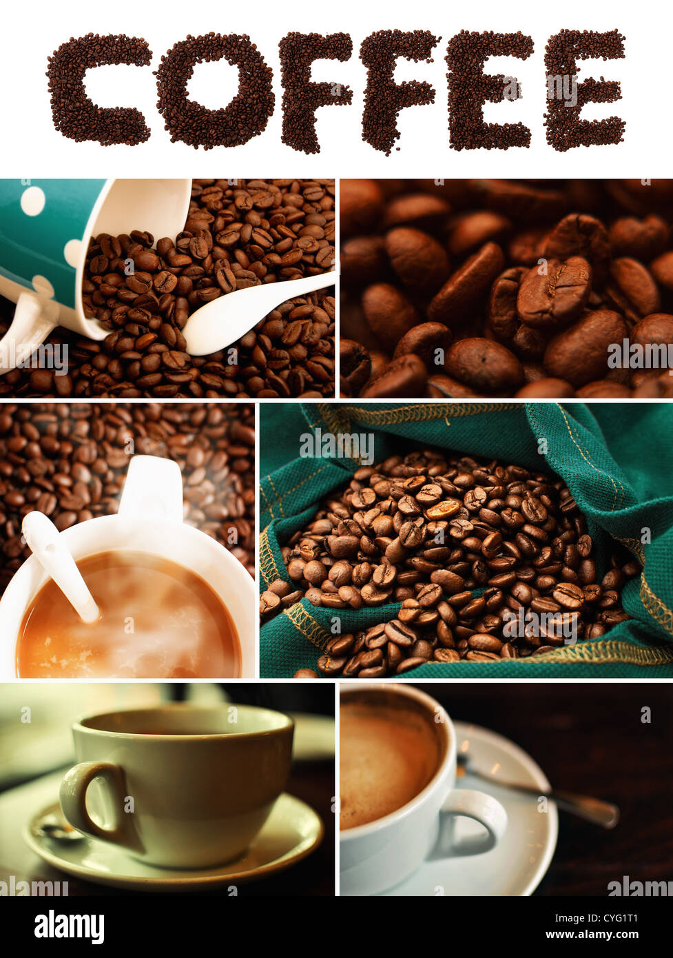Coffee themed collage. Coffee time, relaxing concept Stock Photo - Alamy